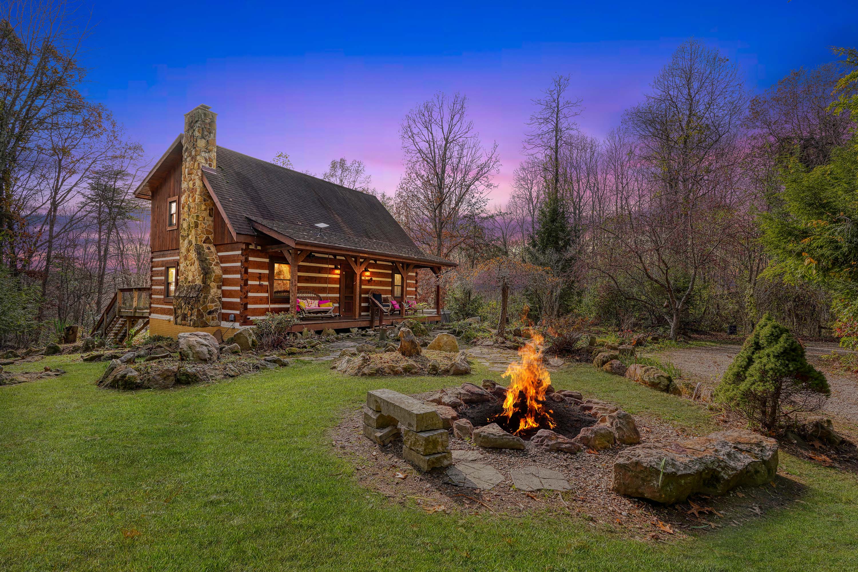 Log Cabin With Real Fire